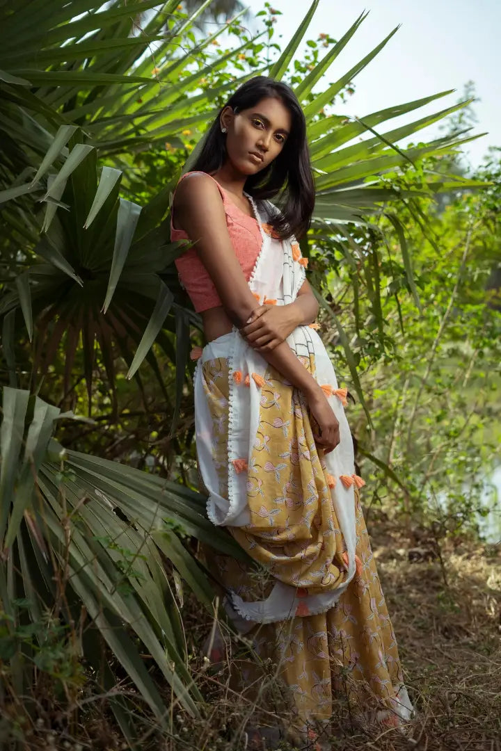Yellow Chambakya Saree - ILAMRA | Sustainable Clothing Brand India
